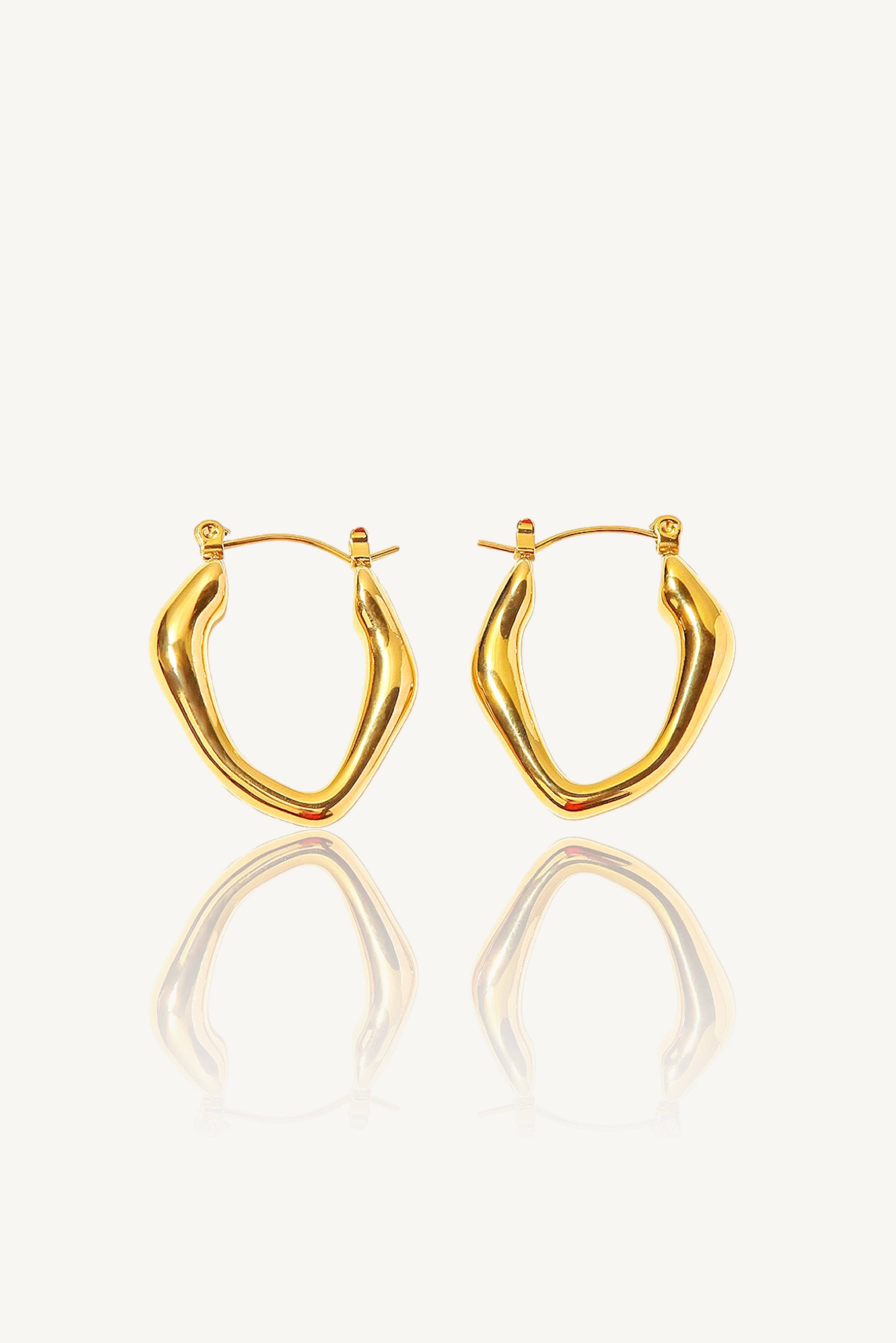 18k Gold PVD Steel Irregular Hoop Earrings - Elegant Design – Silverose ...